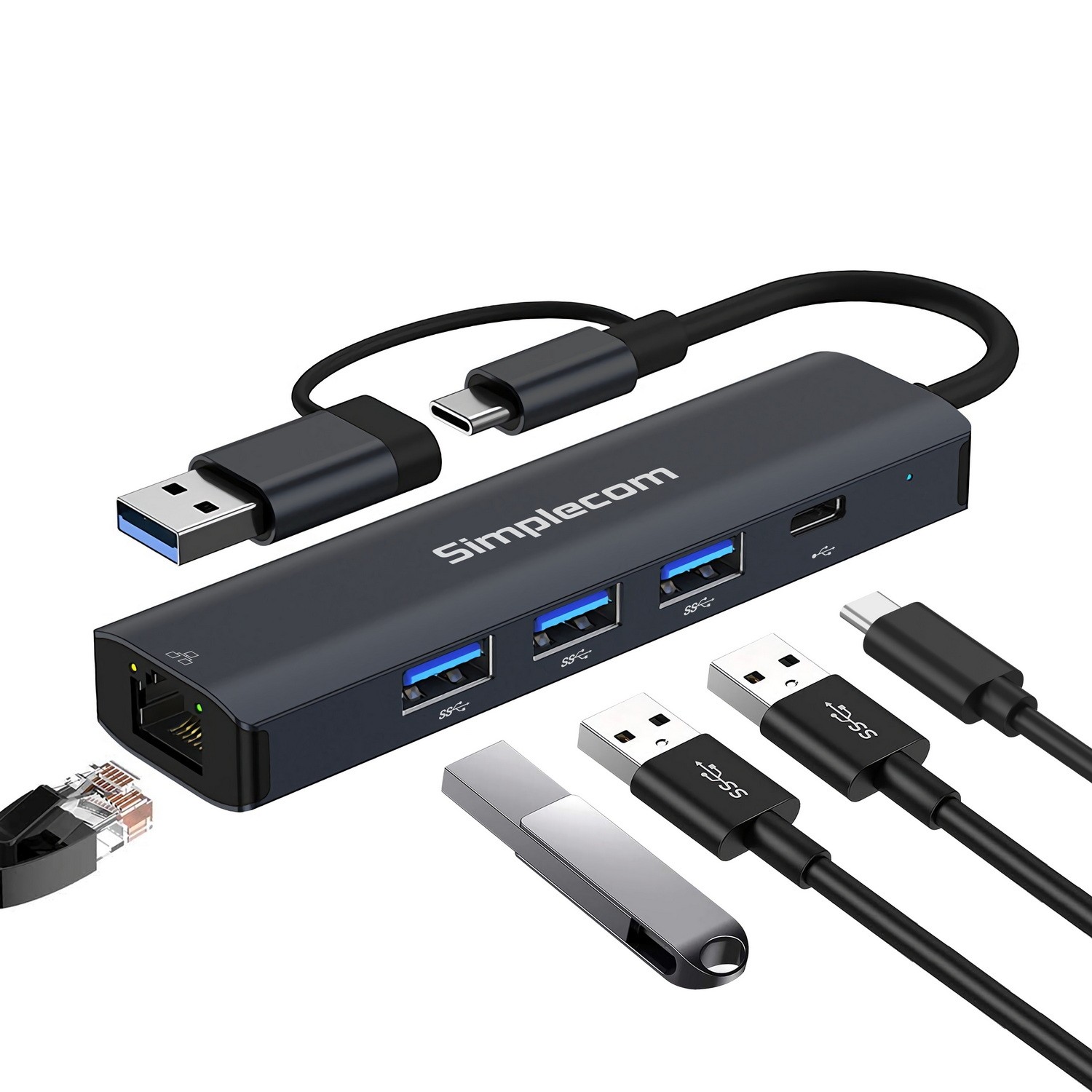 Simplecom USB-C and USB-A to 4-Port USB CHN436 HUB - PCC COMPUTERS
