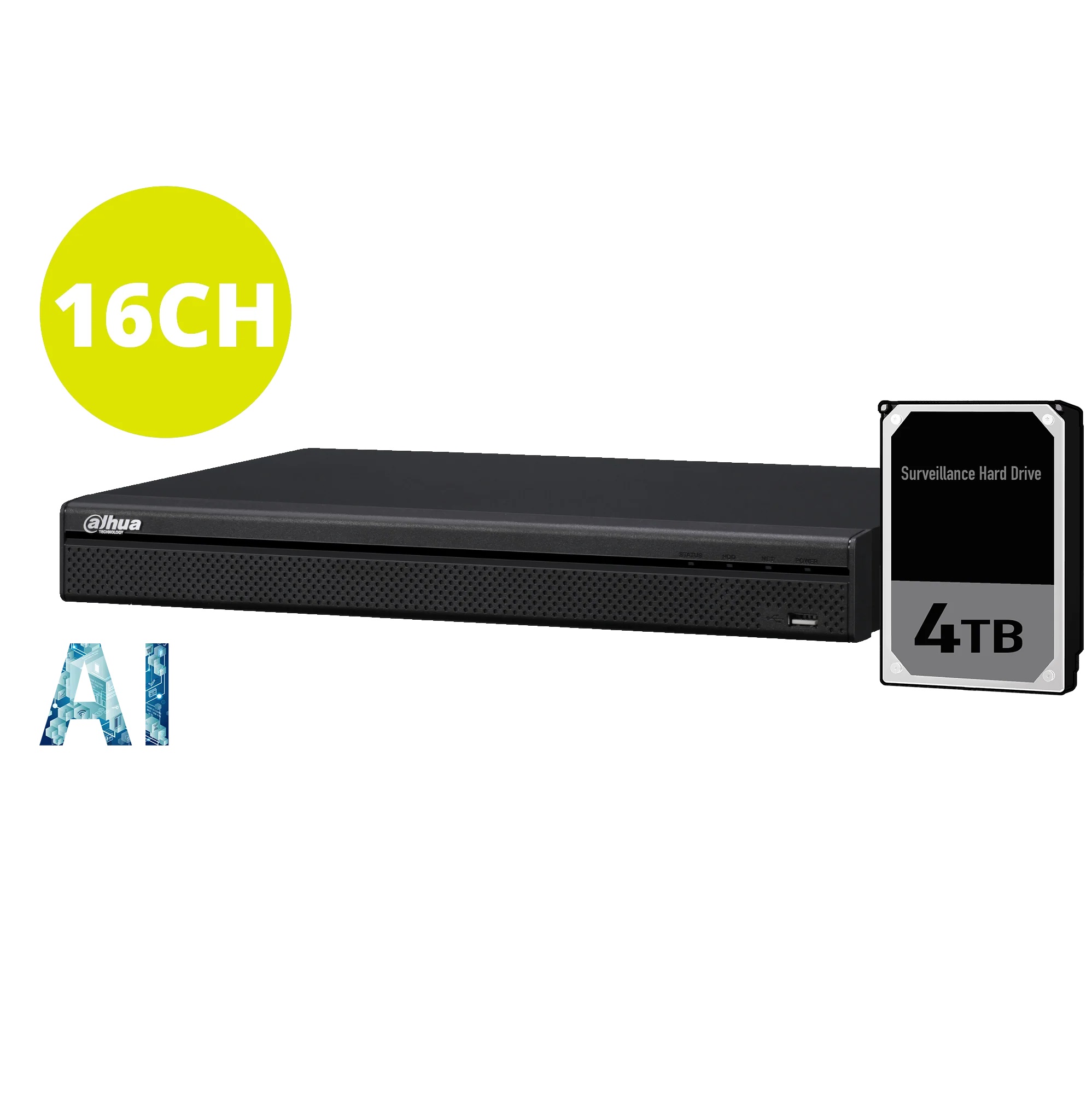 DAHUA 16CH NVR WITH 4TB INSTALLED DHI-NVR4216-16P-AI/ANZ-4TB - PCC COMPUTERS