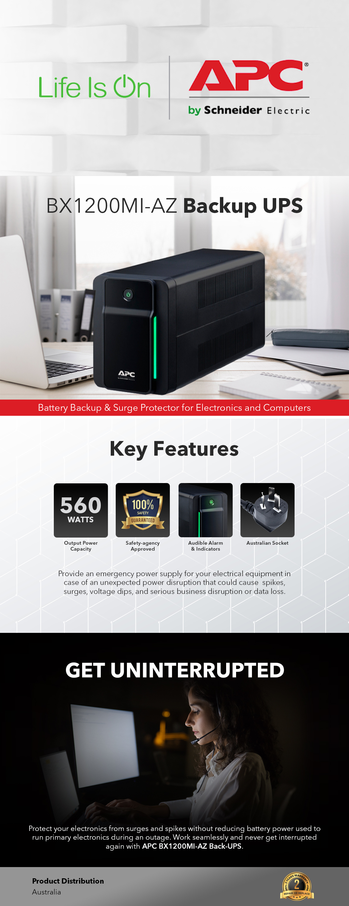 APC 1200VA/650 Watt line interactive ups UPS BX1200MI-AZ - PCC COMPUTERS