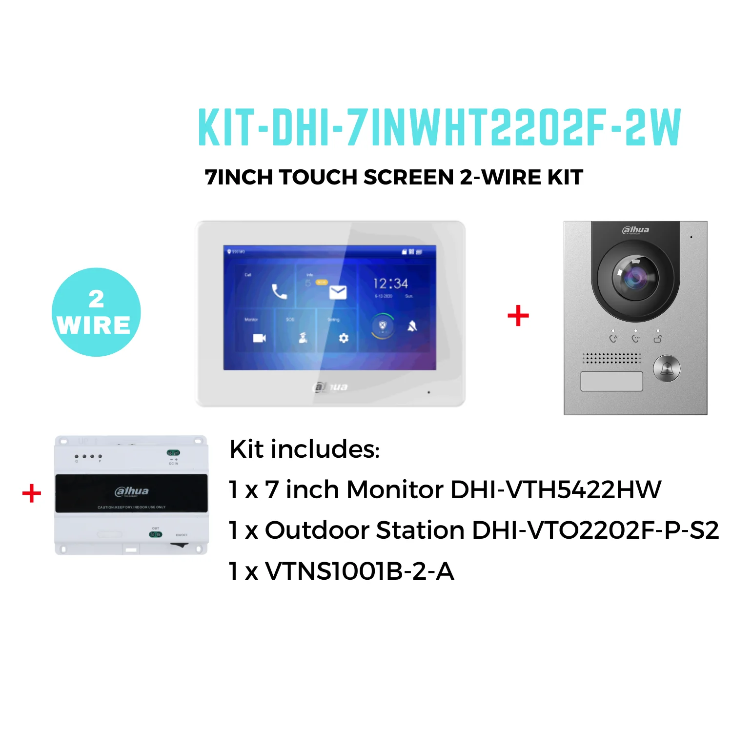 DAHUA 2-WIRE INTERCOM KIT KIT-DHI-7INWHT2202F-2W - PCC COMPUTERS