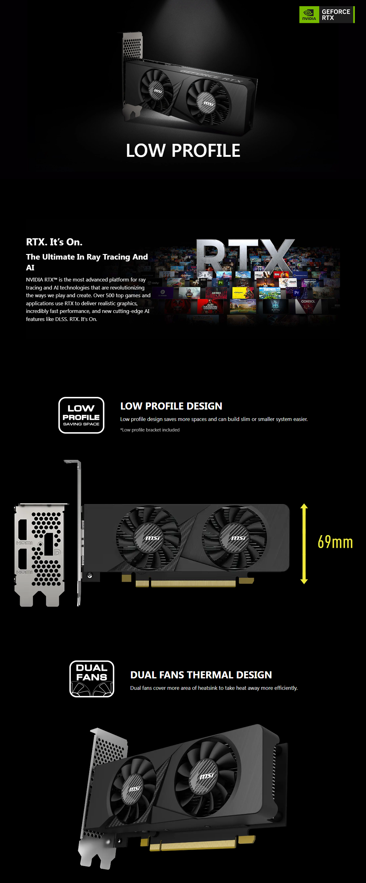 MSI GeForce RTX 3050 LP OC 6GB Video Card GeForce RTX 3050 LP 6G OC ...