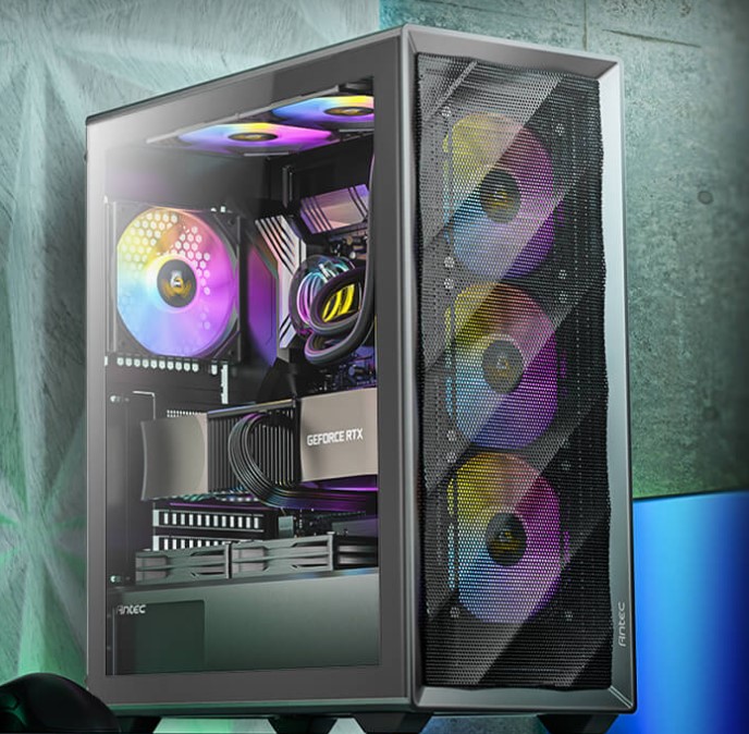 Antec AX85 ARGB Mid Tower ATX Case, 4mm Tempered Glass Panel, NO PSU ...