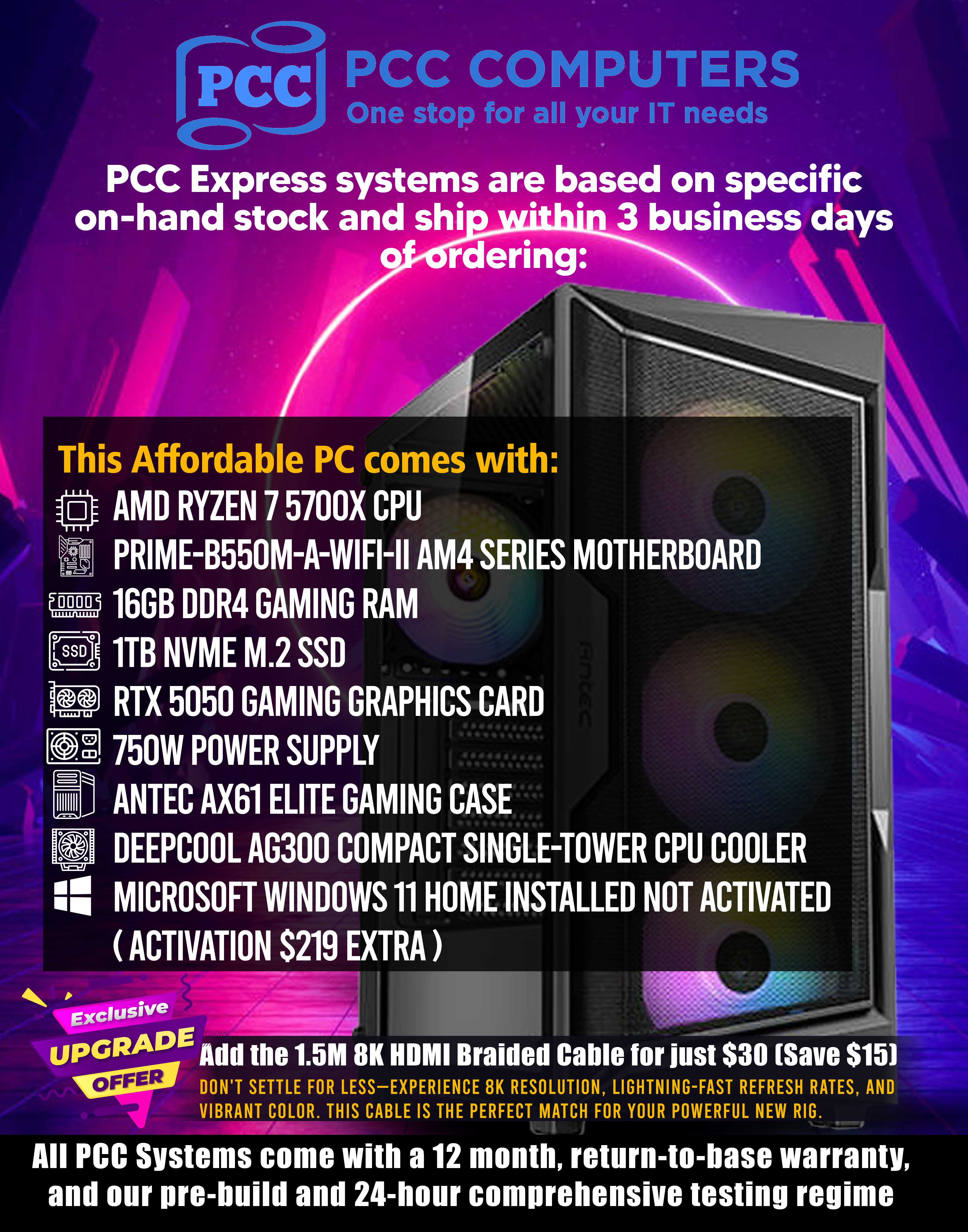 𝗔𝗠𝗗 𝗥𝗬𝗭𝗘𝗡 𝟳 𝟱𝟳𝟬𝟬𝗫 | 𝗥𝗧𝗫 𝟓𝟎𝟓𝟎 𝗚𝗔𝗠𝗜𝗡𝗚 𝗗𝗘𝗦𝗞𝗧𝗢𝗣 𝗣𝗖 - PCC COMPUTERS