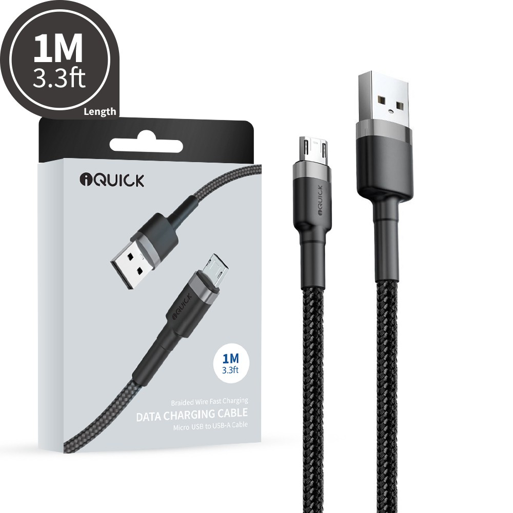 IQUICK DOUBLE SIDE MICRO USB TO USB-A CHARGING CABLE IQUICK-UMBW1-BLK ...
