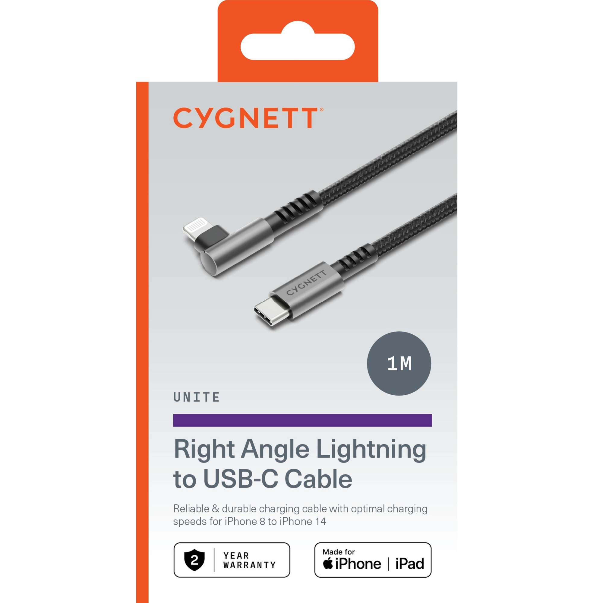 PCC Computers Australia | Cygnett Unite 1M Braided Right-Angle ...