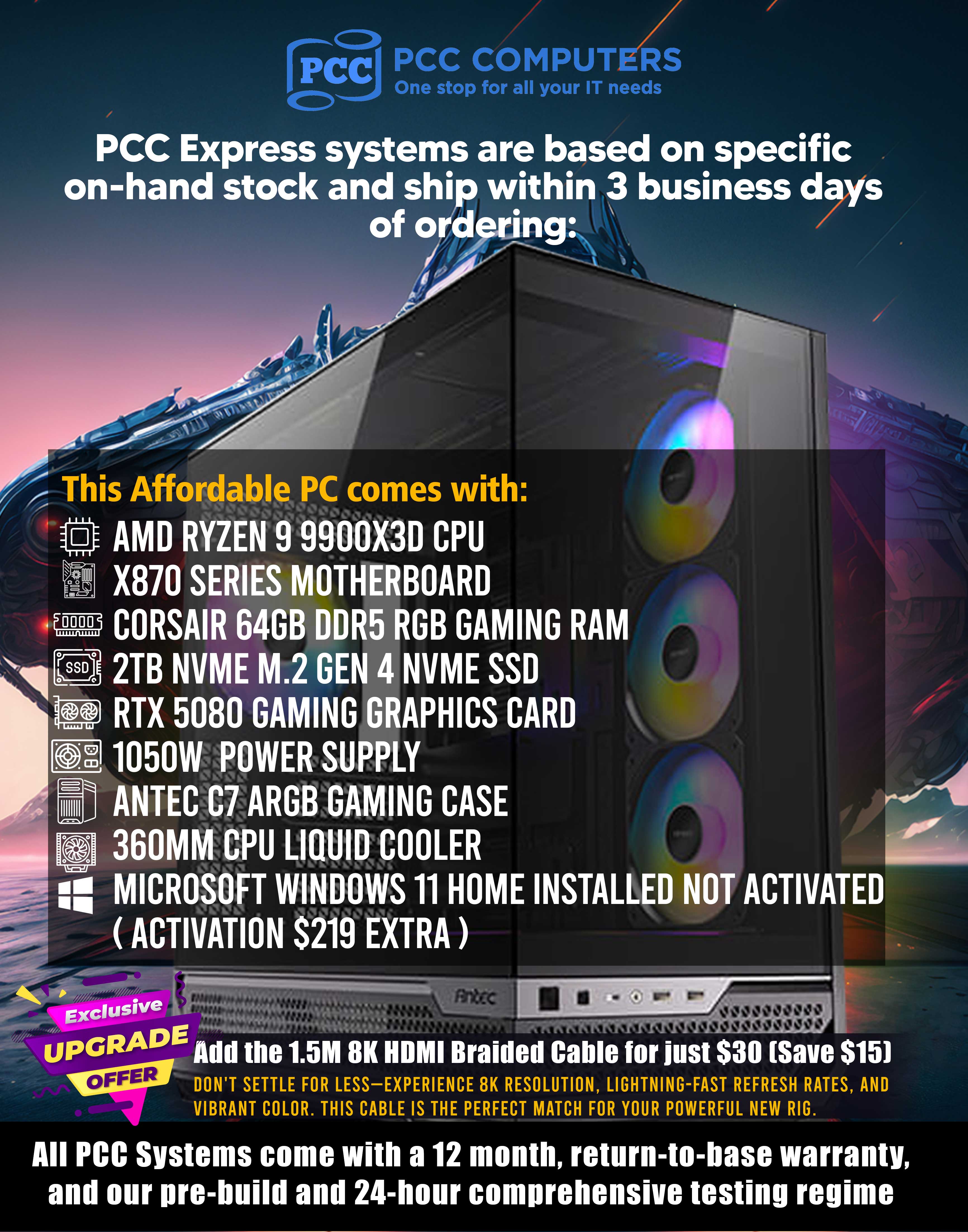 𝗔𝗠𝗗 𝗥𝗬𝗭𝗘𝗡 𝟗 𝟗𝟗𝟎𝟎𝐗3D | 𝗥𝗧𝗫 𝟱𝟬80 𝗚𝗔𝗠𝗜𝗡𝗚 𝗗𝗘𝗦𝗞𝗧𝗢𝗣 𝗣𝗖 - PCC COMPUTERS