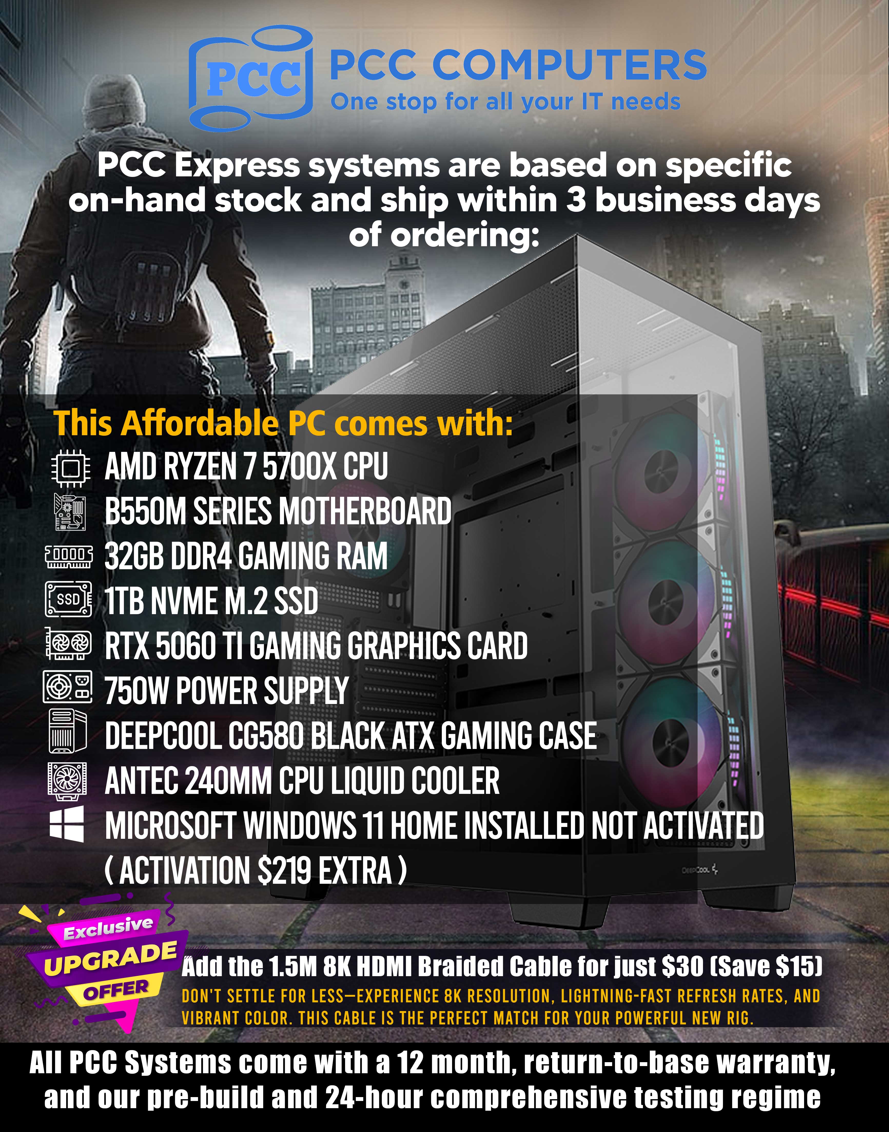 𝗔𝗠𝗗 𝗥𝗬𝗭𝗘𝗡 𝟕 𝟱𝟕𝟬𝟬𝗫 | 𝗥𝗧𝗫 𝟓𝟎𝟔𝟎 𝐓𝐢 𝗚𝗔𝗠𝗜𝗡𝗚 𝗗𝗘𝗦𝗞𝗧𝗢𝗣 𝗣𝗖 - PCC COMPUTERS