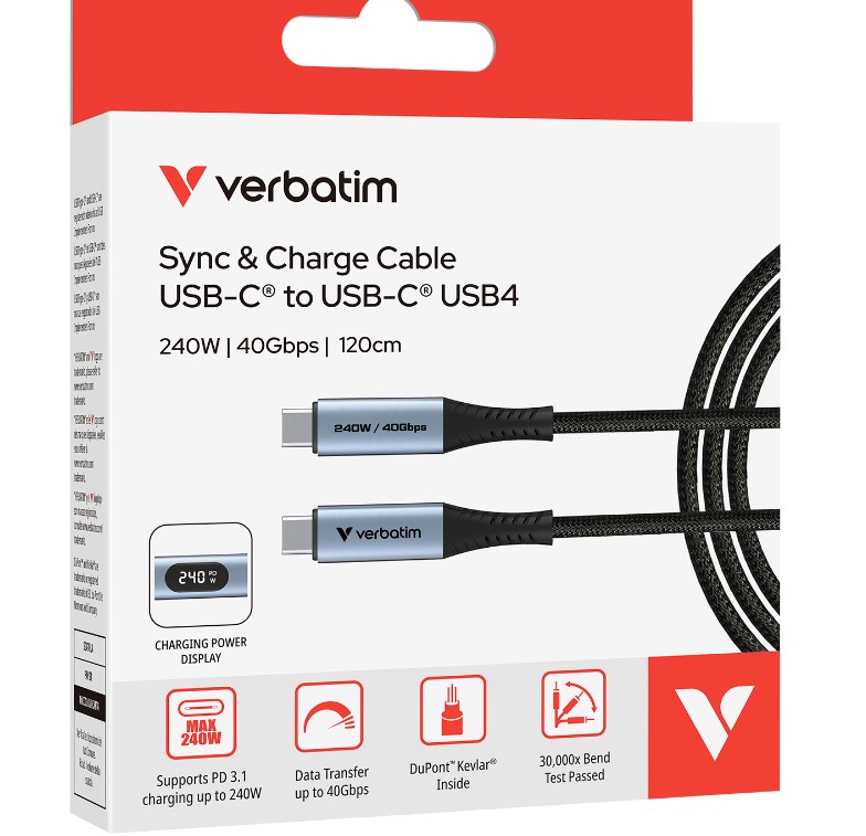 PCC Computers Australia | Verbatim 120 cm Sync & Charge USB C to USB C ...