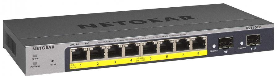 NETGEAR ProSafe GS110TP 8 Port Gigabit Smart PoE GS110TP-300AJS Switch ...